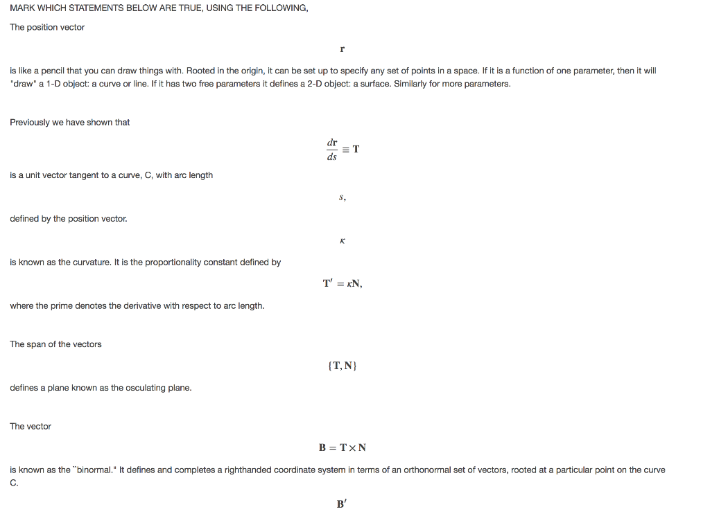 Solved MARK WHICH STATEMENTS BELOW ARE TRUE, USING THE | Chegg.com