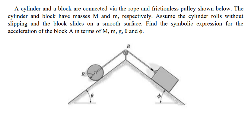 Solved A cylinder and a block are connected via the rope and | Chegg.com