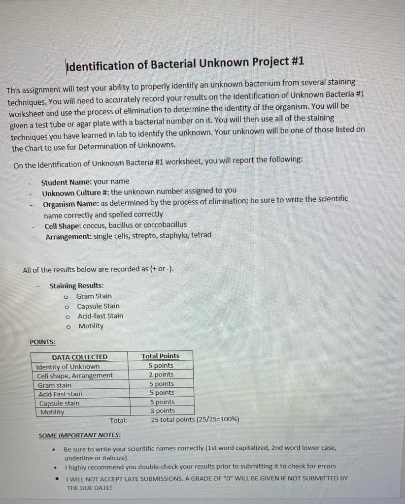 Capsule Stain ResultsIdentification Chart for | Chegg.com