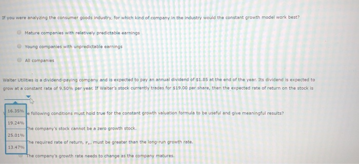 Solved The constant growth valuation formula has dividends | Chegg.com