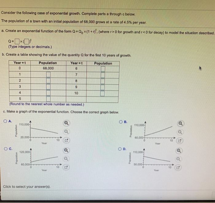 Solved Consider the following case of exponential growth. | Chegg.com