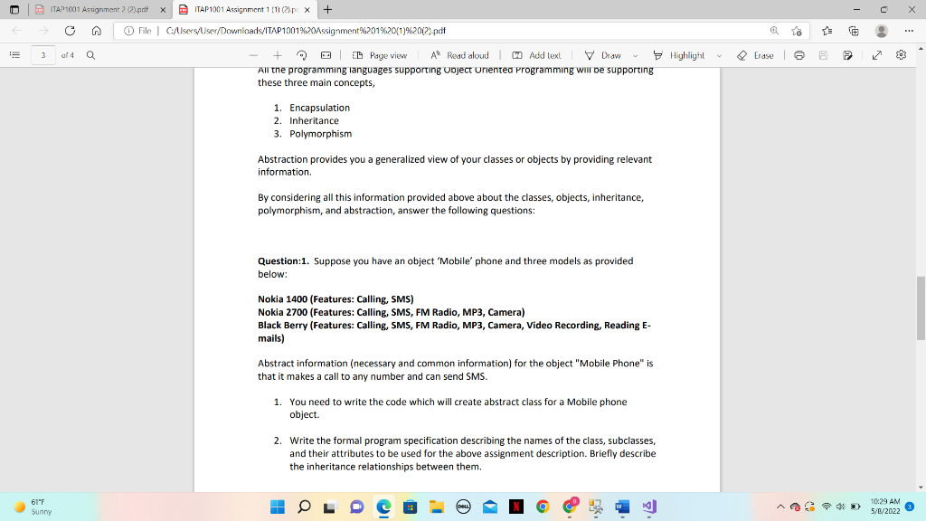 Solved C X @ La ITAP 1001 Assignment 2 (2).pdf х x ITAP1001 | Chegg.com