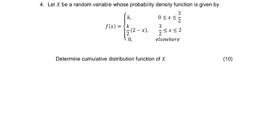 Solved 4. Let X be a random variable whose probability | Chegg.com