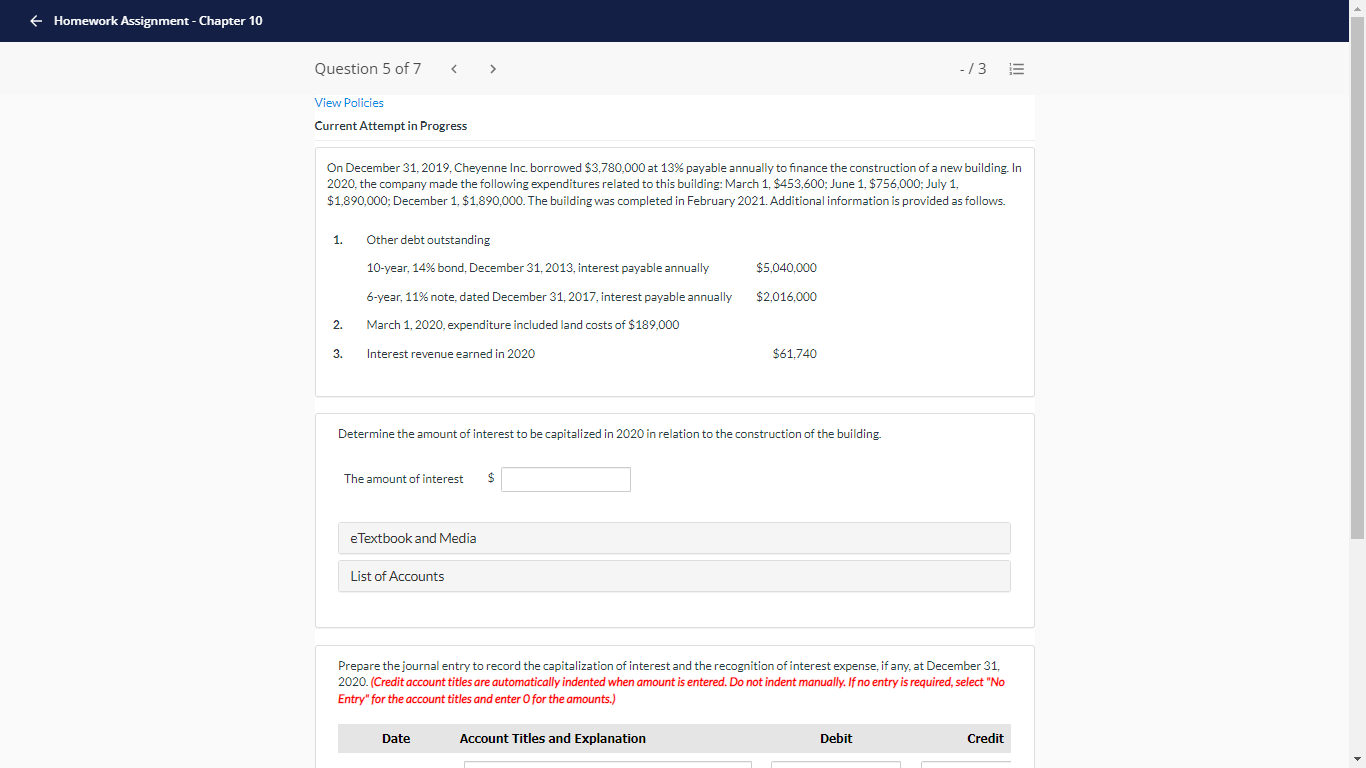 Solved f Homework Assignment - Chapter 10 Question 5 of 7 | Chegg.com