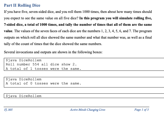 Solved Part II Rolling Dice If you have five, seven-sided | Chegg.com