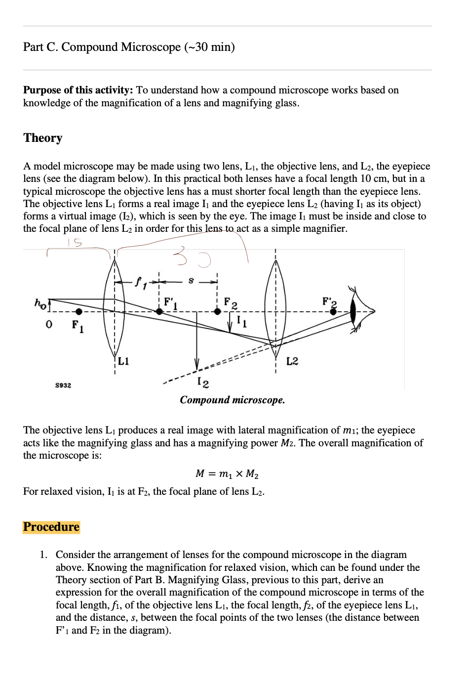 Optics Practical - Lenses & Microscopes (on-campus | Chegg.com
