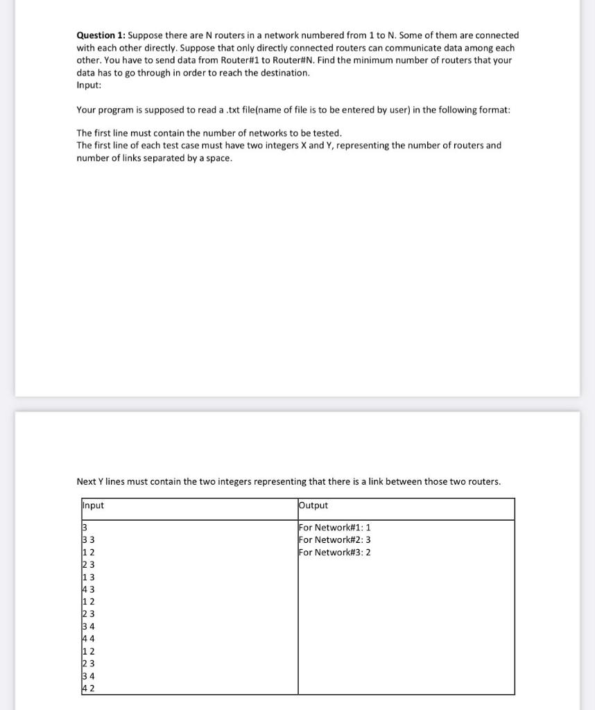 Solved Question 1: Suppose there are N routers in a network | Chegg.com