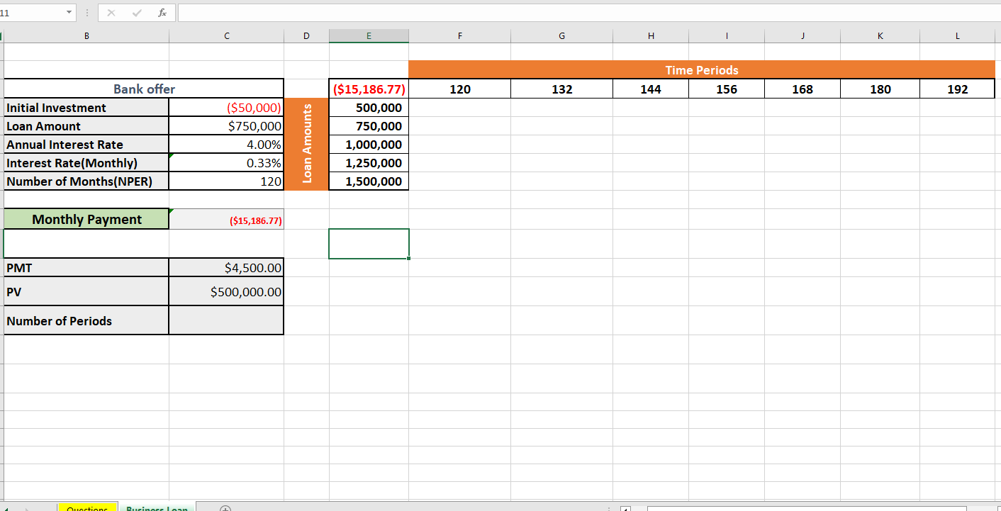 Solved in range F4:L8, use two variable data table to find | Chegg.com