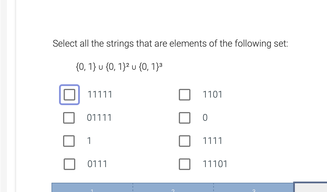 Solved Select all the strings that are elements of the | Chegg.com