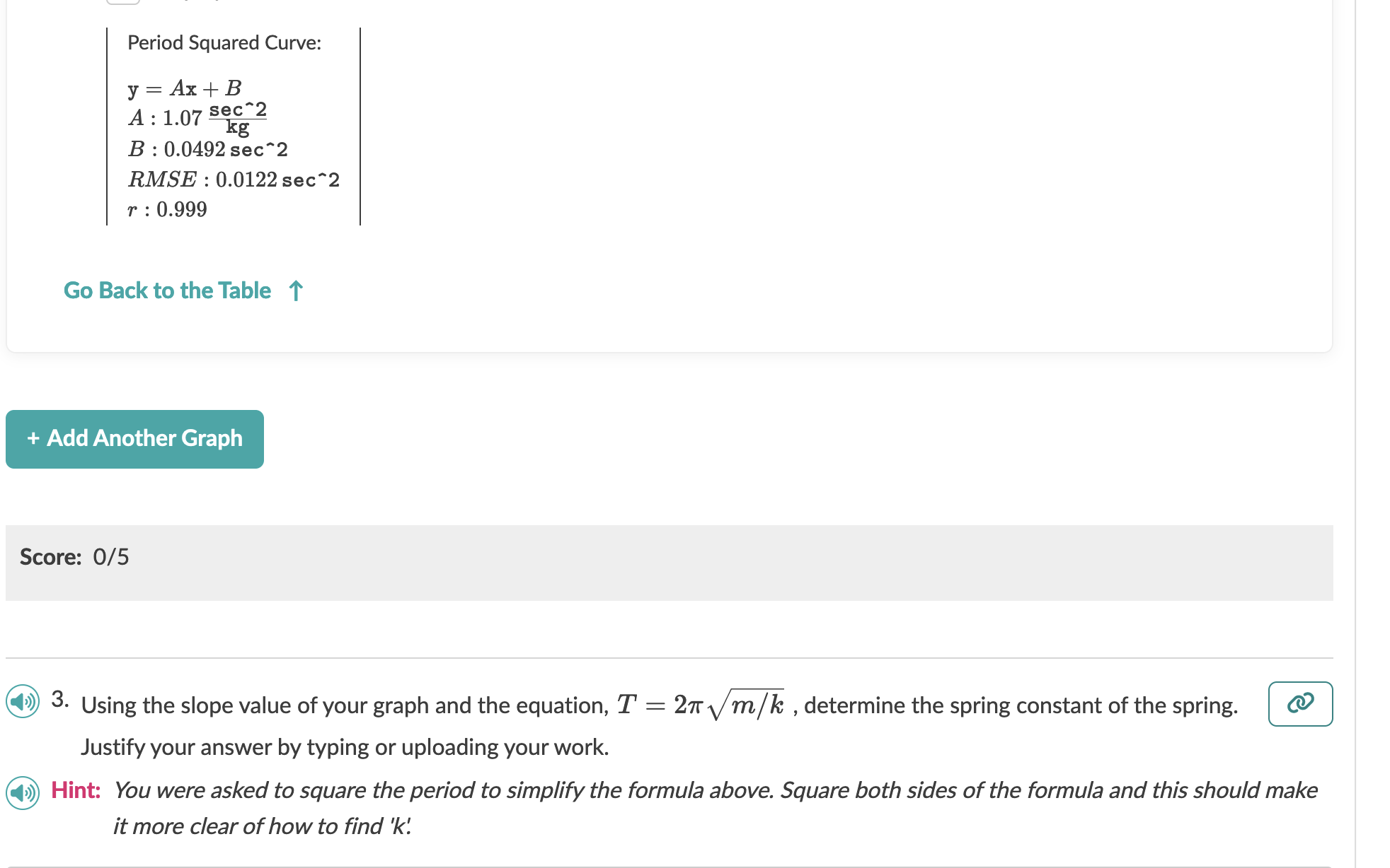 Solved Using the slope value of your graph and the equation, | Chegg.com