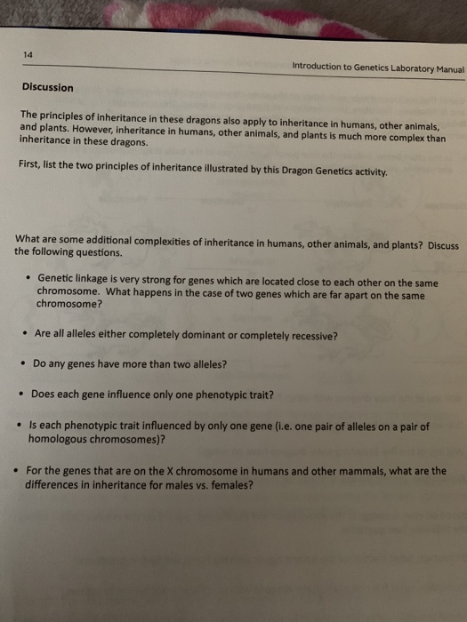 Solved 14 Introduction to Genetics Laboratory Manual | Chegg.com