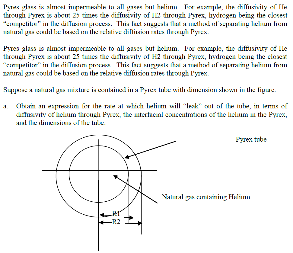 Solved Pyres glass is almost impermeable to all gases but | Chegg.com