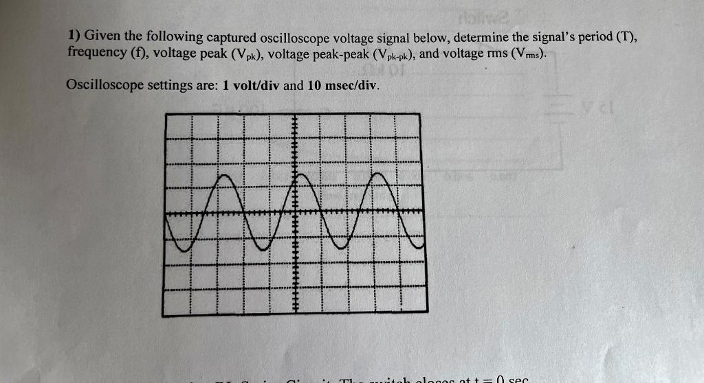 1) Given the following captured oscilloscope voltage | Chegg.com 1) Given the following captured oscilloscope voltage | Chegg.com