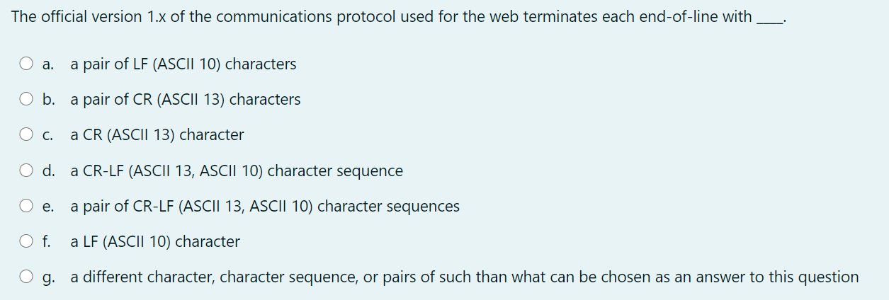 Solved The official version 1.x of the communications | Chegg.com