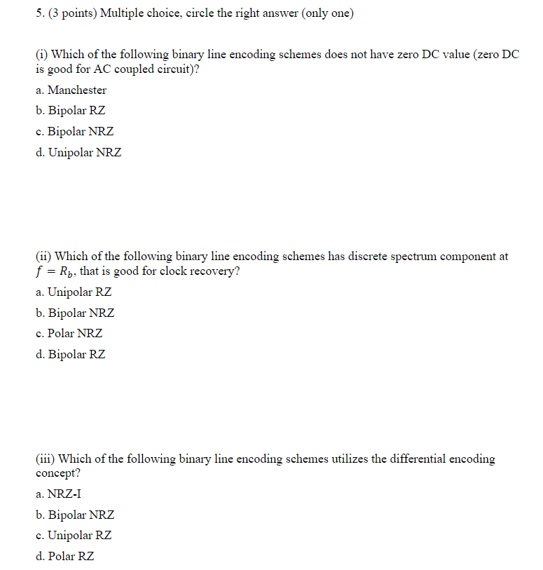 Solved 5. (3 points) Multiple choice, circle the right | Chegg.com