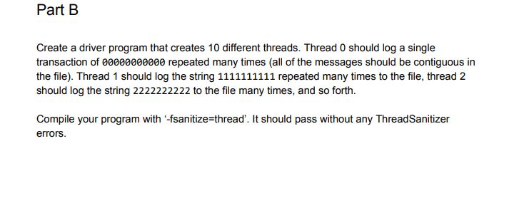 Part B Create a driver program that creates 10 | Chegg.com