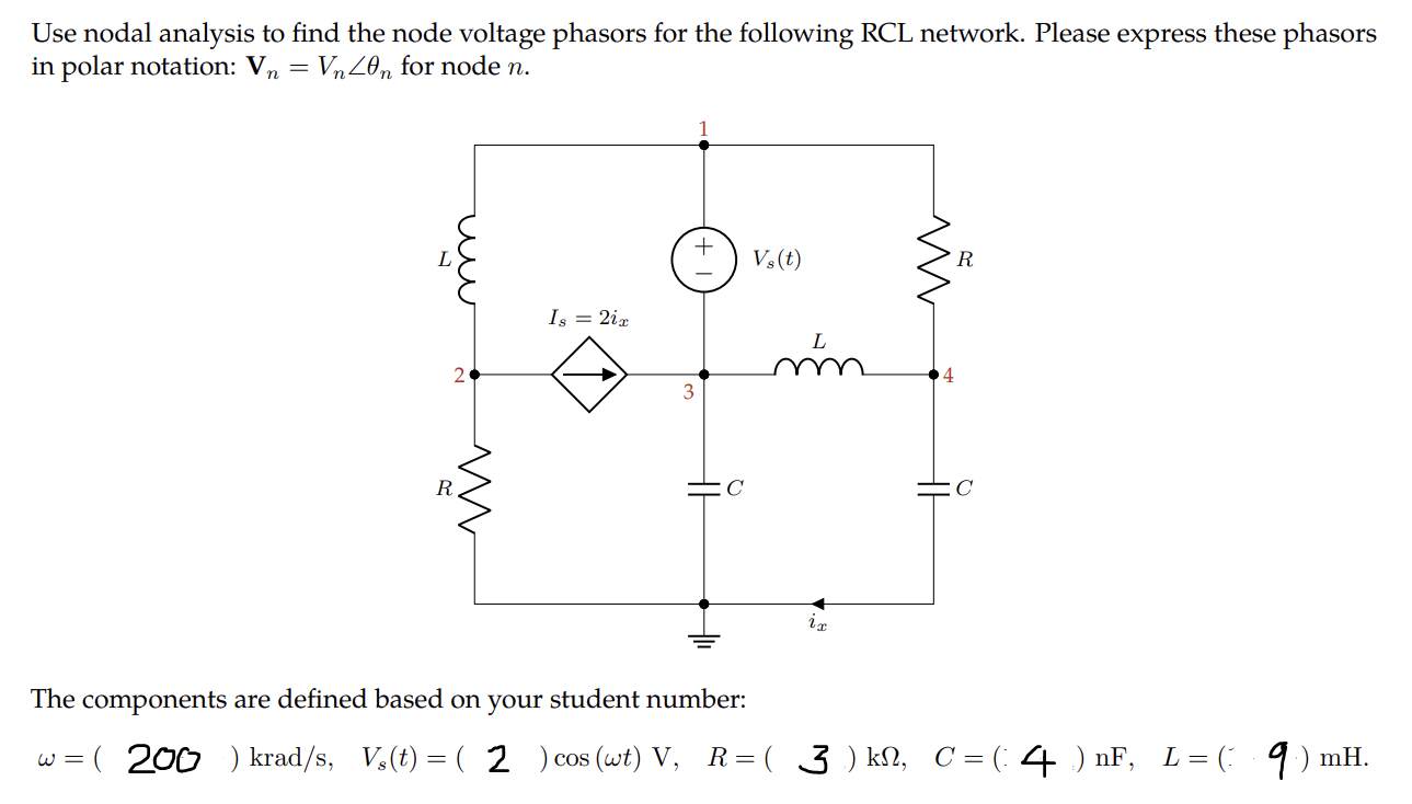 Solved Use nodal analysis to find the node voltage phasors | Chegg.com