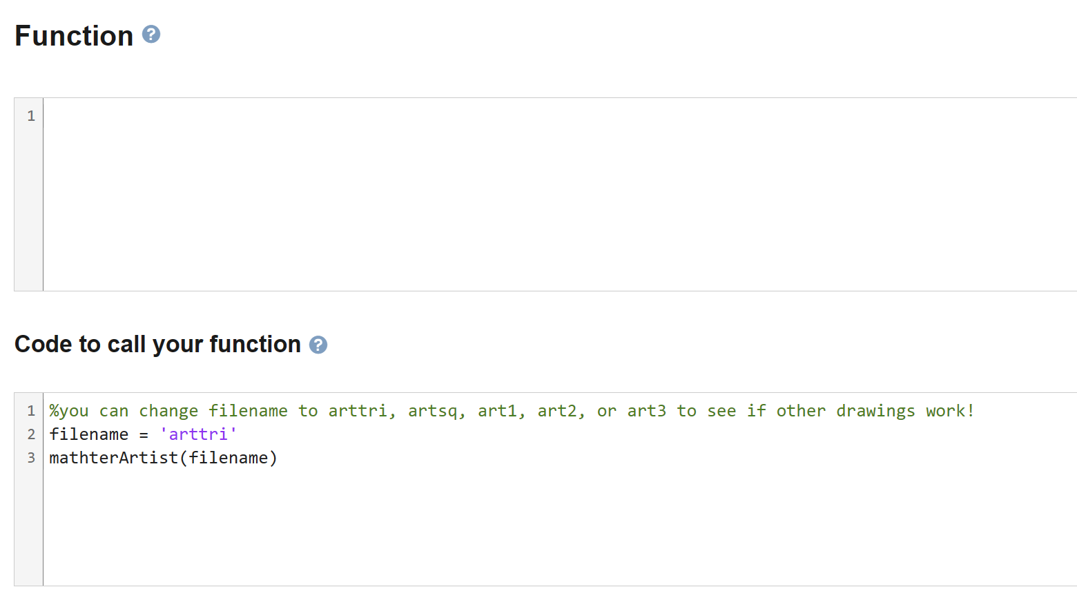 Solved Function: mathterArtist Input: (char) filename of | Chegg.com