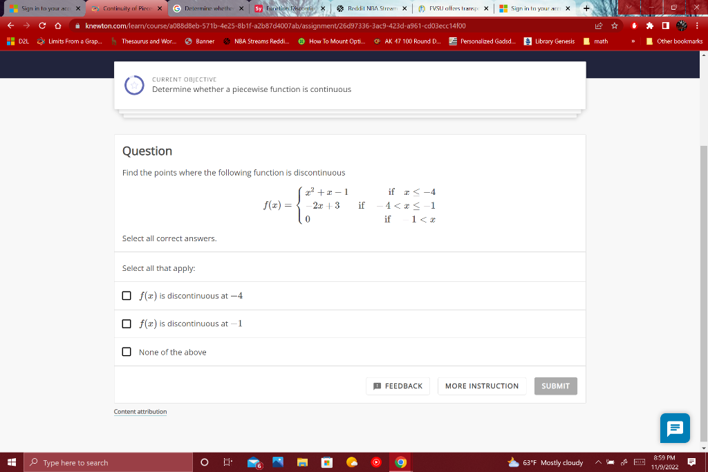 Solved CURRENT OQJECTIVE Determine whether a piecewise | Chegg.com