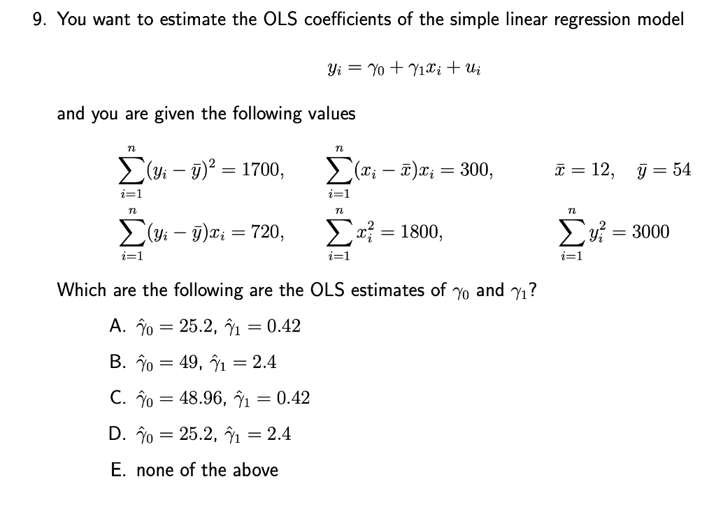 Solved You want to estimate the OLS coefficients of the | Chegg.com