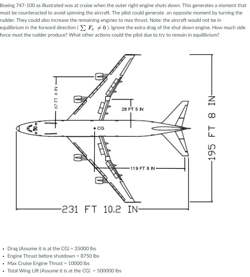 Solved Boeing 747-100 as illustrated was at cruise when the | Chegg.com