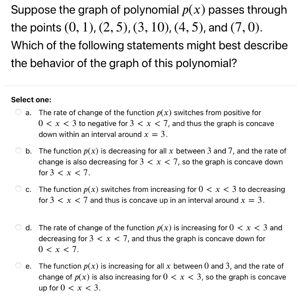Solved Suppose the graph of polynomial p(x) passes through | Chegg.com
