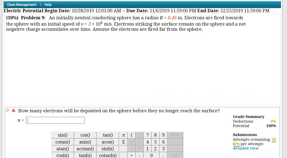 Solved Class Management | Help Electric Potential Begin | Chegg.com