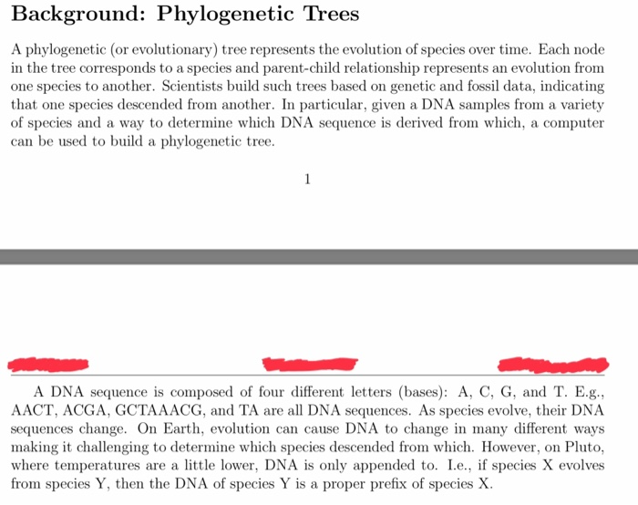Solved Problem: Generating a Phylogenetic Tree Given a | Chegg.com