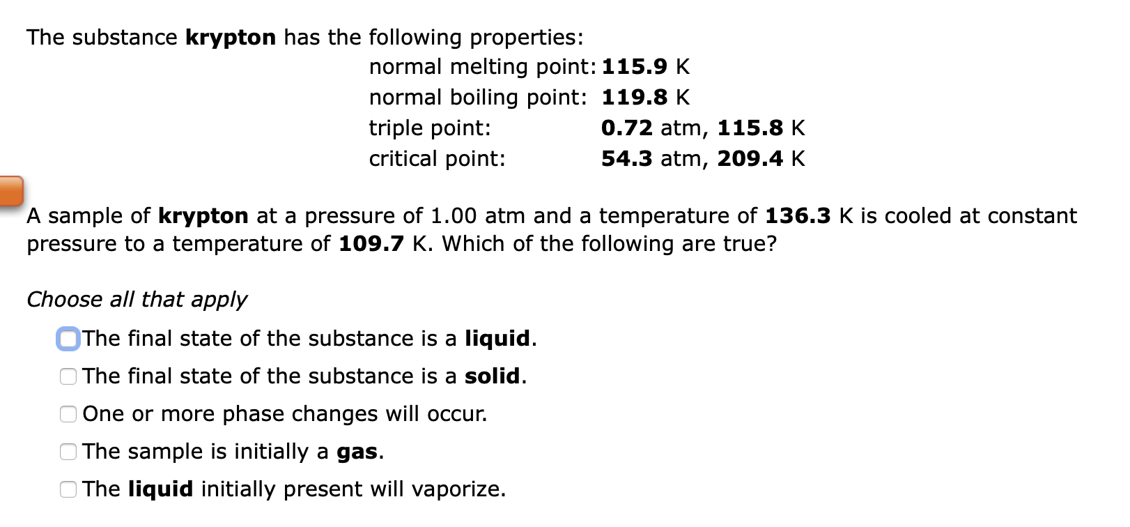 Solved The substance neon has the following properties: | Chegg.com