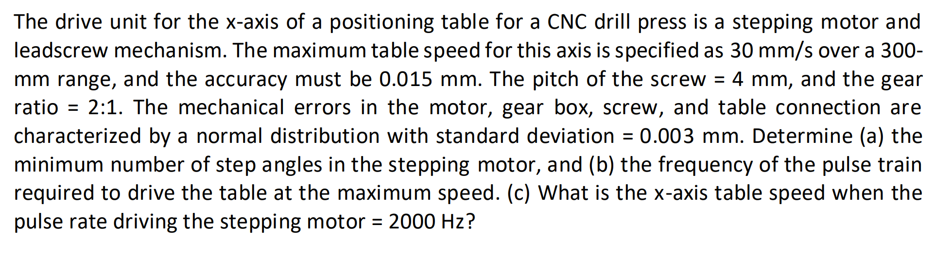 Solved The drive unit for the x-axis of a positioning table | Chegg.com