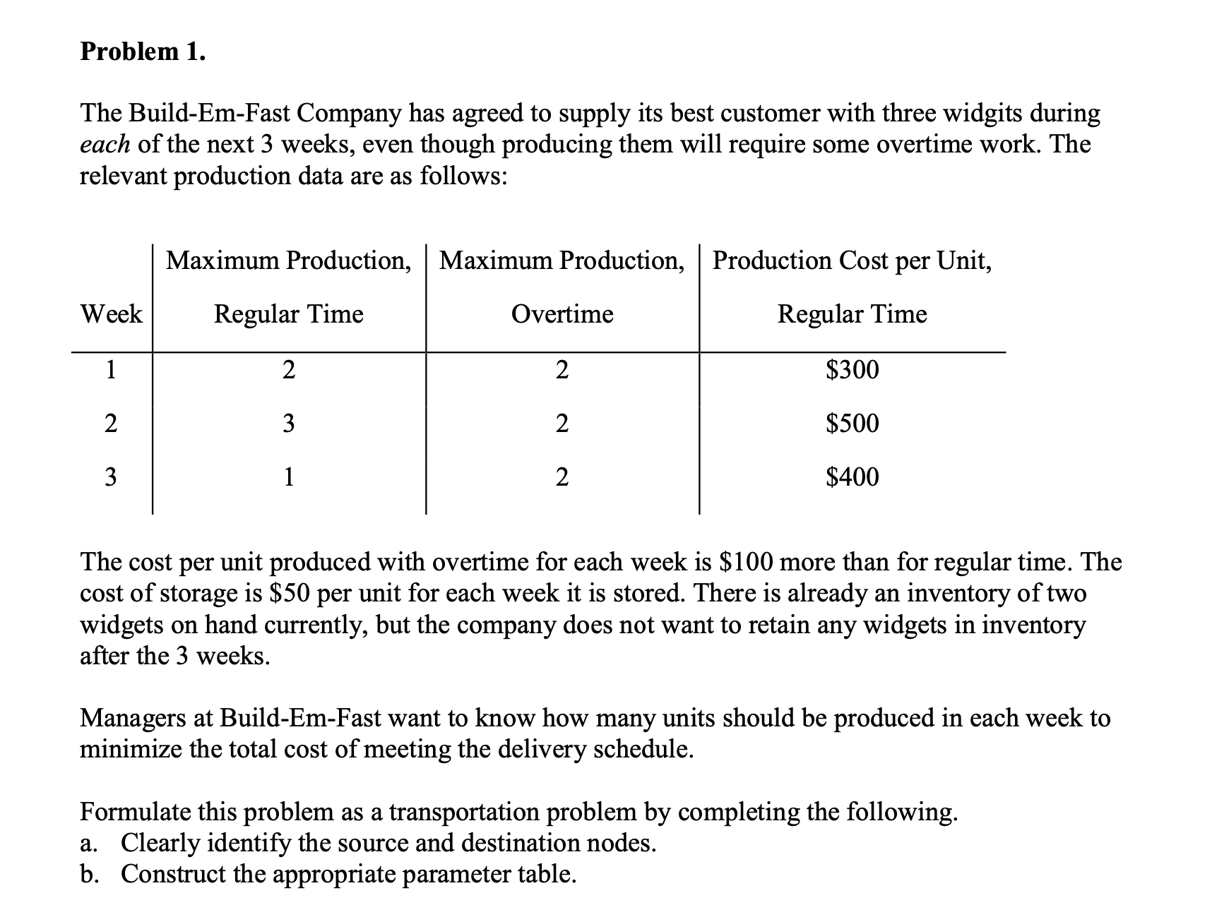 Solved b. ﻿Construct the appropriate parameter table. | Chegg.com