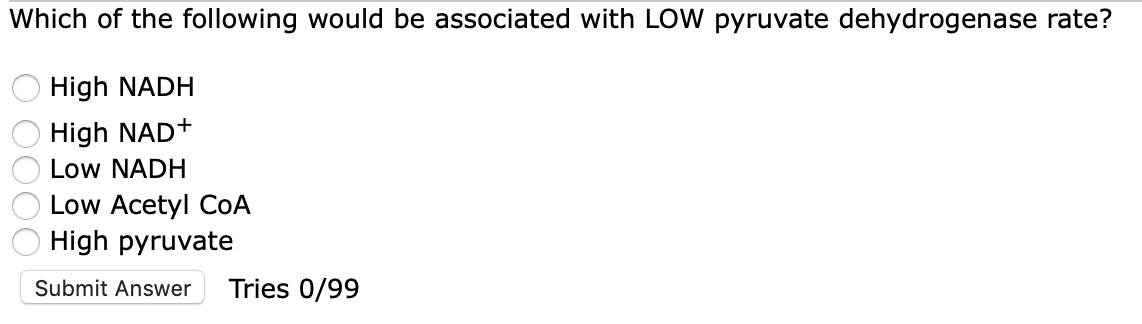 Solved Which of the following would be associated with LOW | Chegg.com