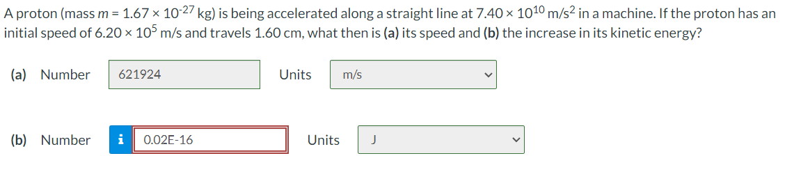 Solved A proton (mass m=1.67×10−27 kg ) is being accelerated | Chegg.com