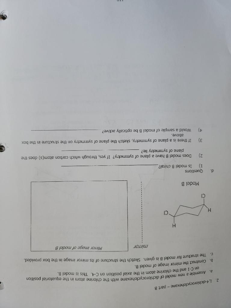 Solved 2. 1,4-dichlorocyclohexane - part B a. Assemble a new | Chegg.com