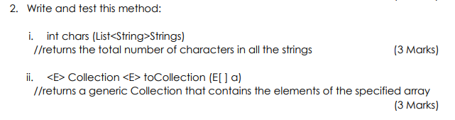 Solved 2. Write and test this method: i. int chars | Chegg.com