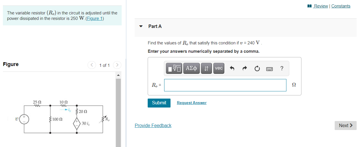 Solved Review Constants The variable resistor (R.) in the | Chegg.com