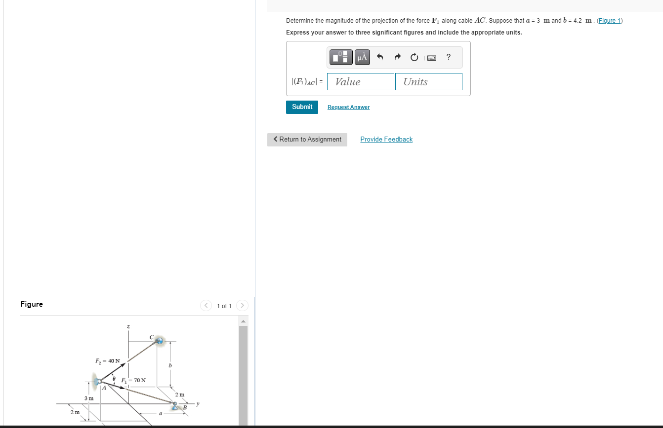 Solved Determine the magnitude of the projection of the | Chegg.com