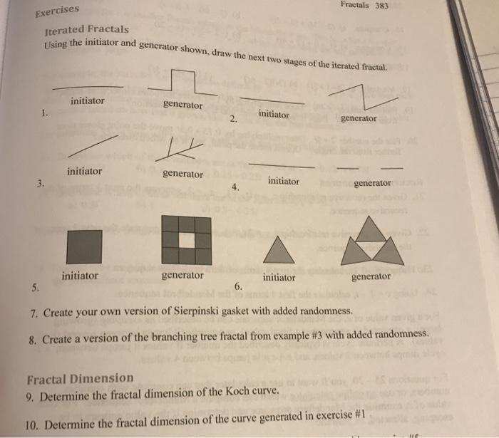 Solved Fractals 383 Exercises Iterated Fractals u sing the | Chegg.com