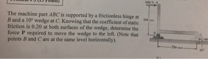 Solved The machine part ABC is supported by a frictionless | Chegg.com