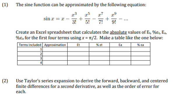 (1) The sine function can be approximated by the | Chegg.com