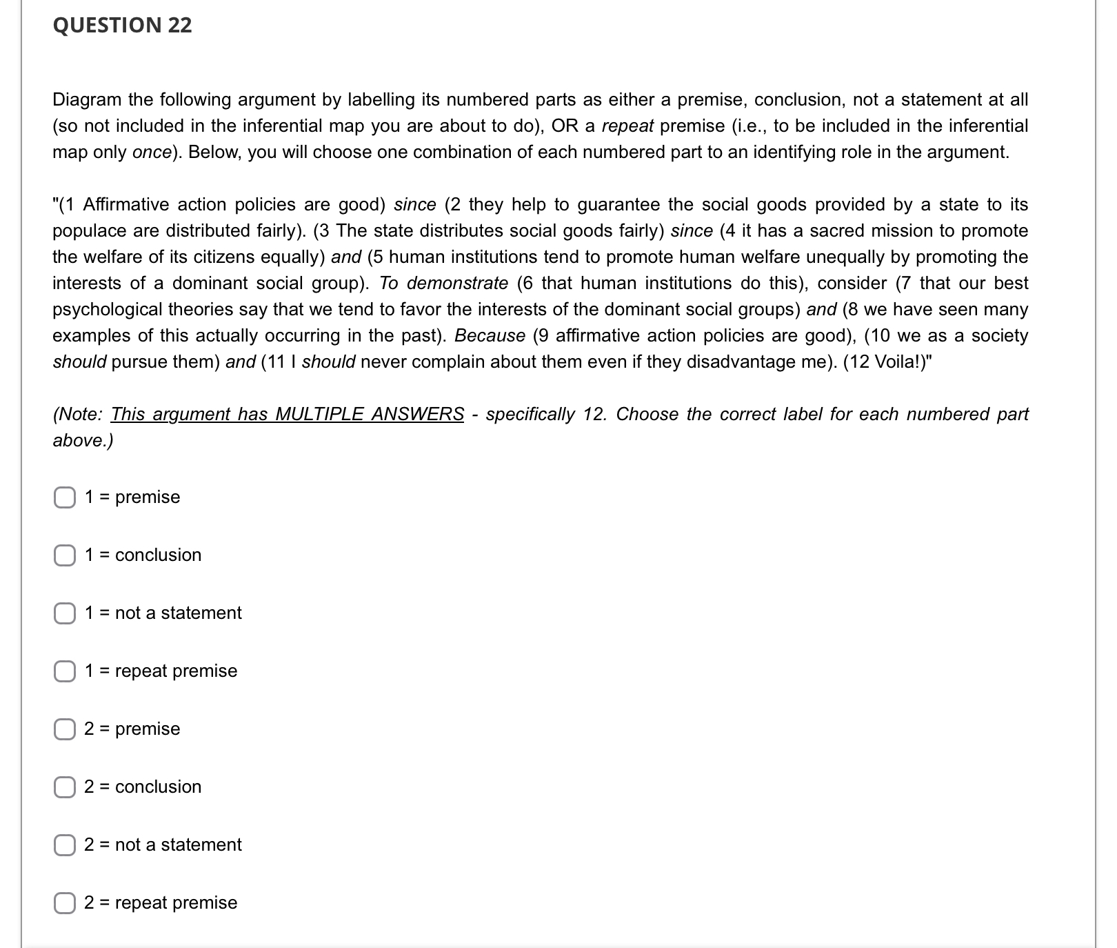 QUESTION 22 Diagram the following argument by | Chegg.com
