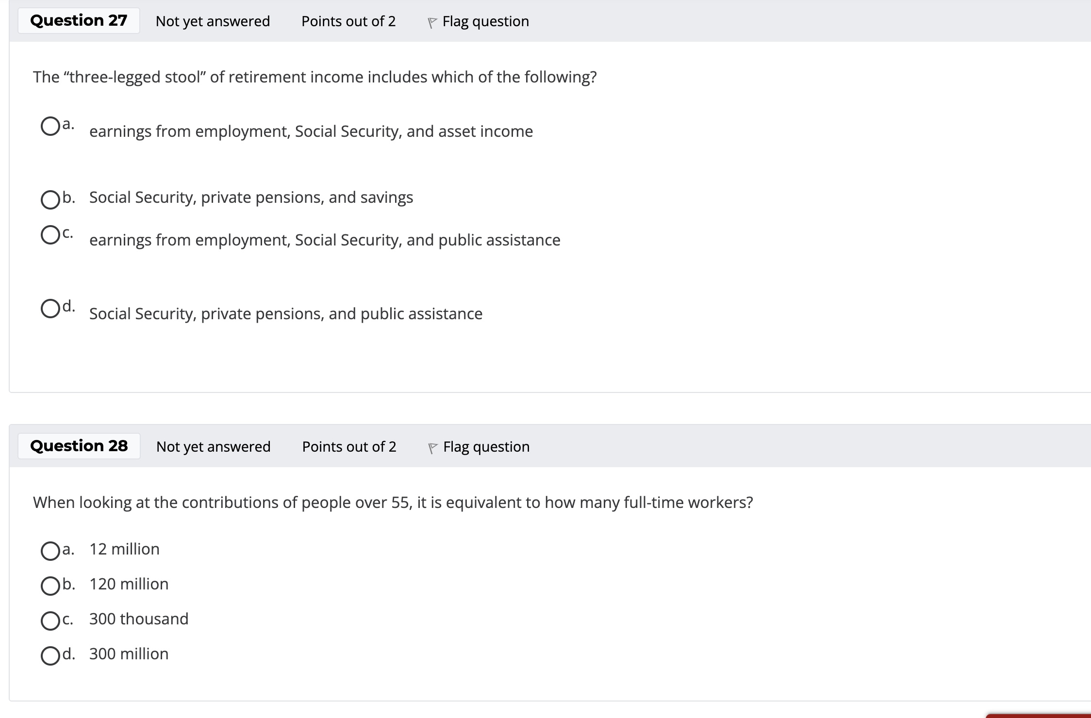 Solved The "three-legged stool" of retirement income | Chegg.com