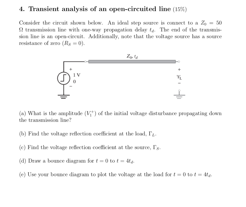 Solved 4. Transient analysis of an open-circuited line (15%) | Chegg.com