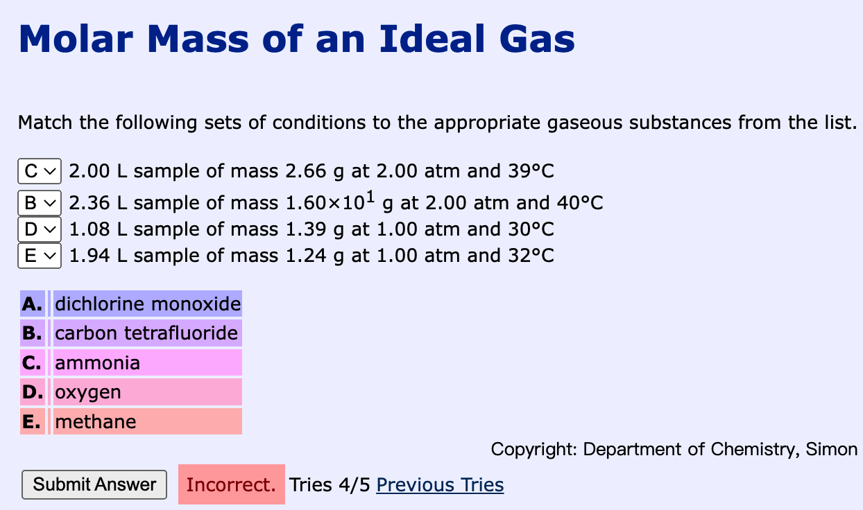 Solved Match the following sets of conditions to the | Chegg.com