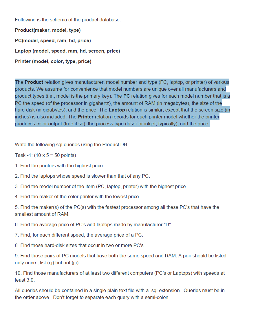 Solved Using Sql Write Queries For The Following Question 