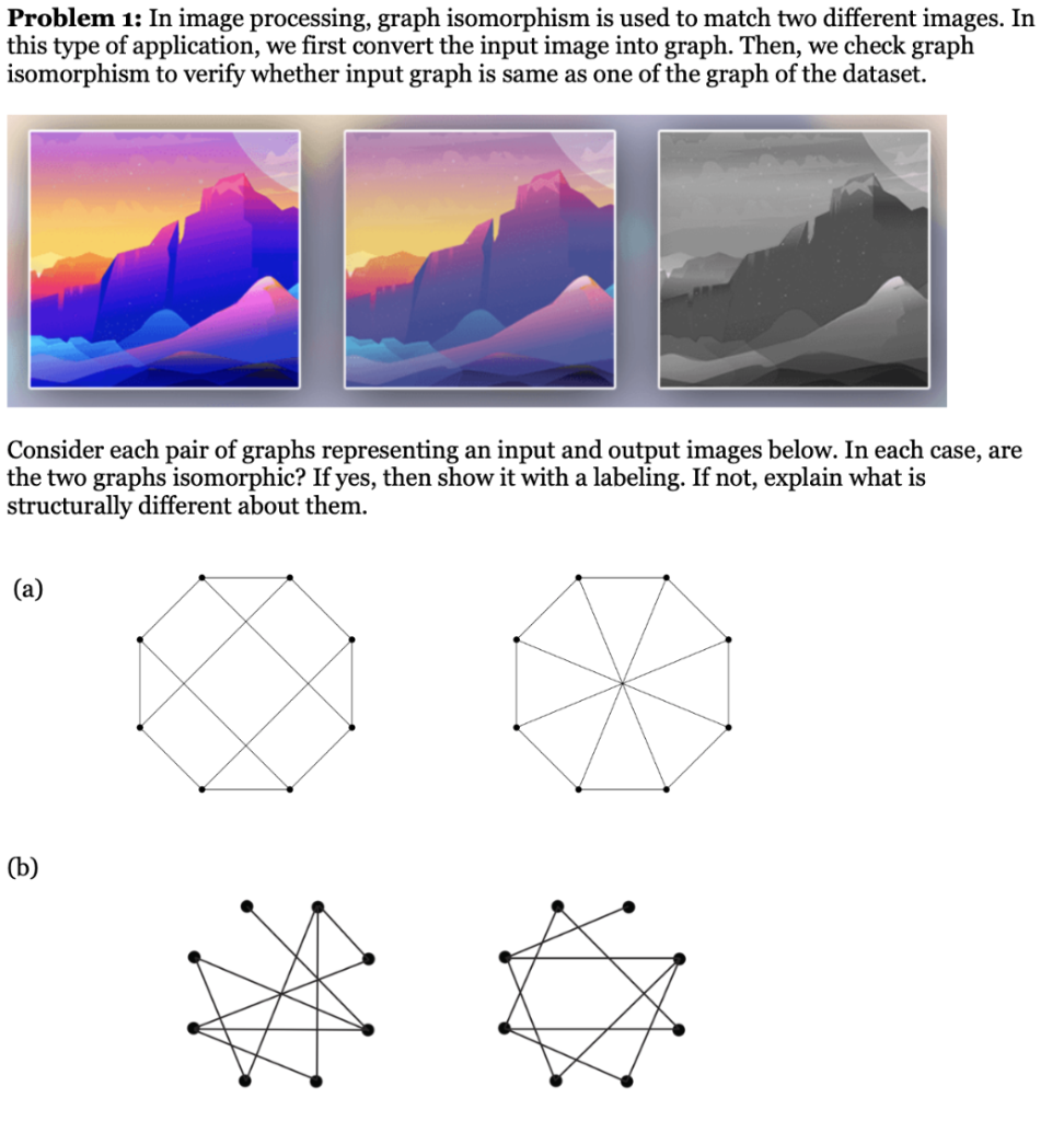 Solved Problem 1: In image processing, graph isomorphism is | Chegg.com