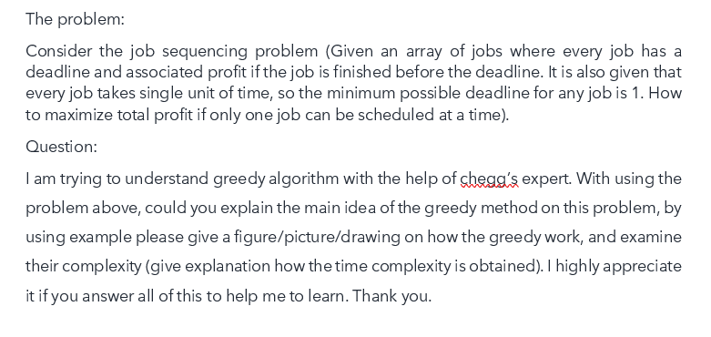 Solved The problem: Consider the job sequencing problem | Chegg.com