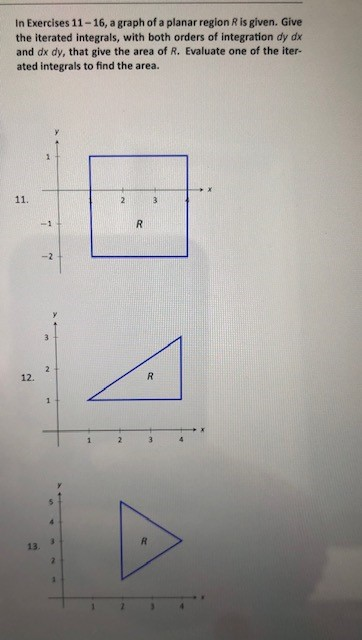 Solved In Exercises 11-16, a graph of a planar region is | Chegg.com