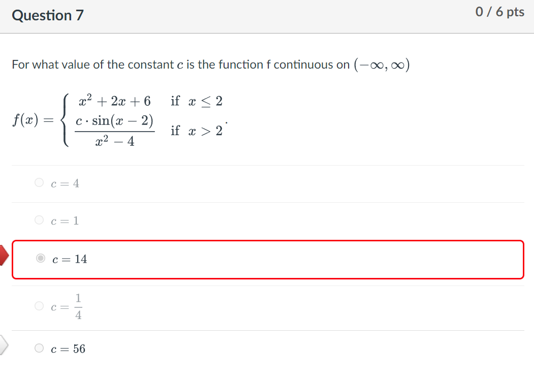 Solved Question 7For what value of the constant c ﻿is the | Chegg.com