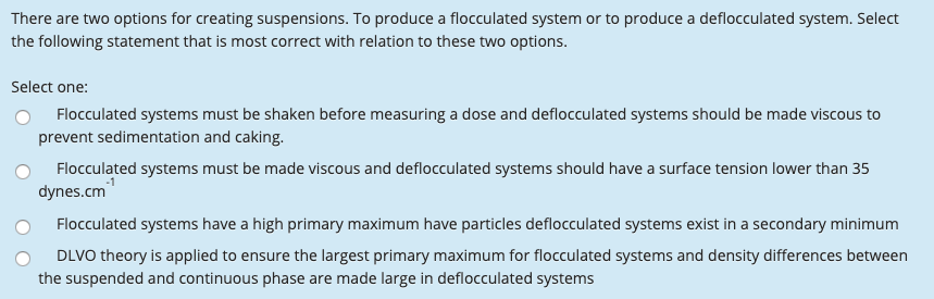 Solved There are two options for creating suspensions. To | Chegg.com